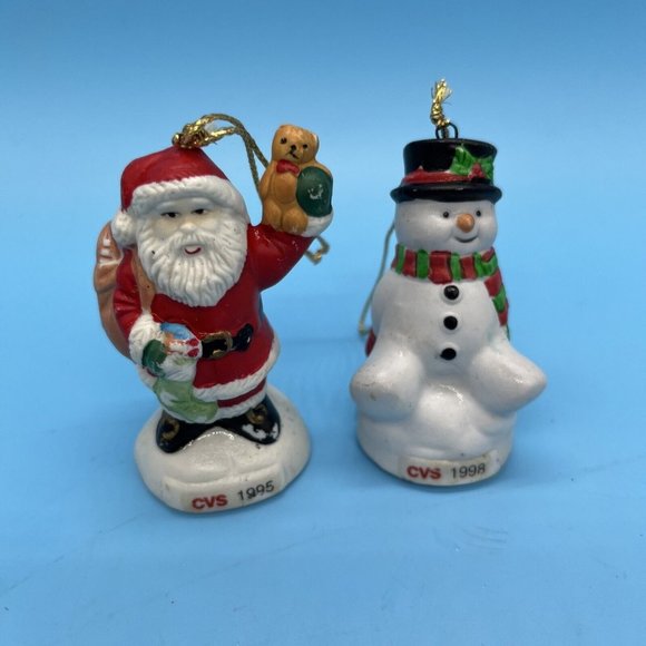 CVS | Holiday | Vintage Snowman Santa Christmas Ornaments 998 Cvs ...